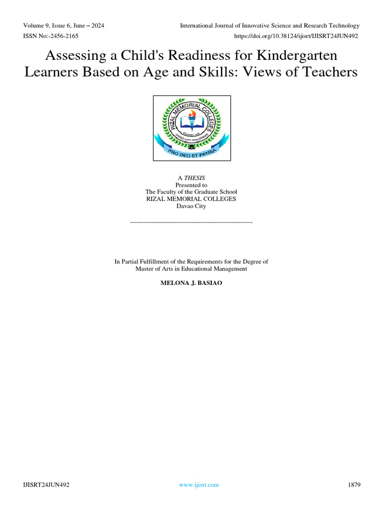 Kindergarten Readiness: Teacher Insights | PDF | Educational Assessment ...