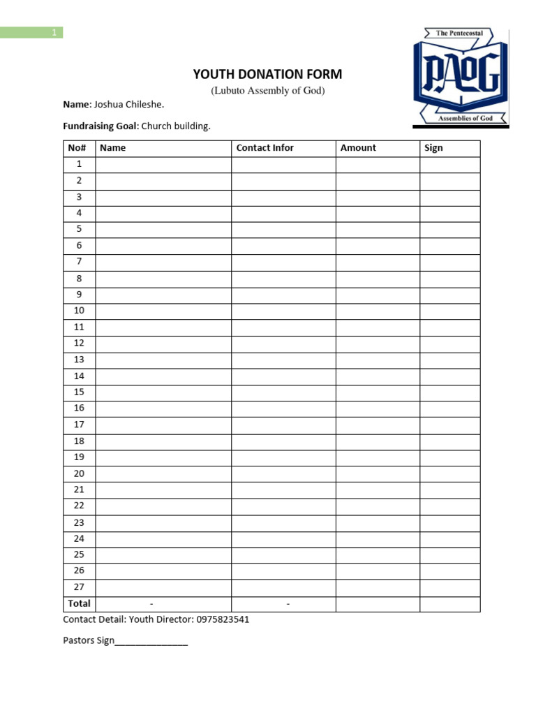 Updated Youth DONATION FORM | PDF