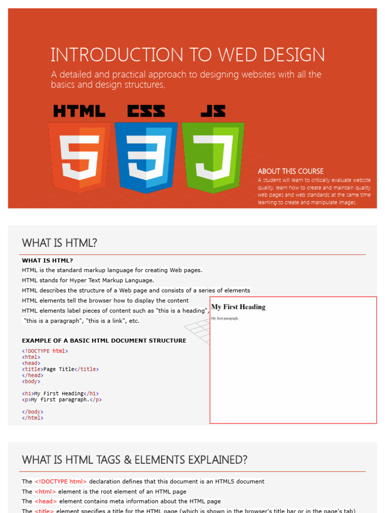 Web Design Introduction | PDF | Html | Html Element