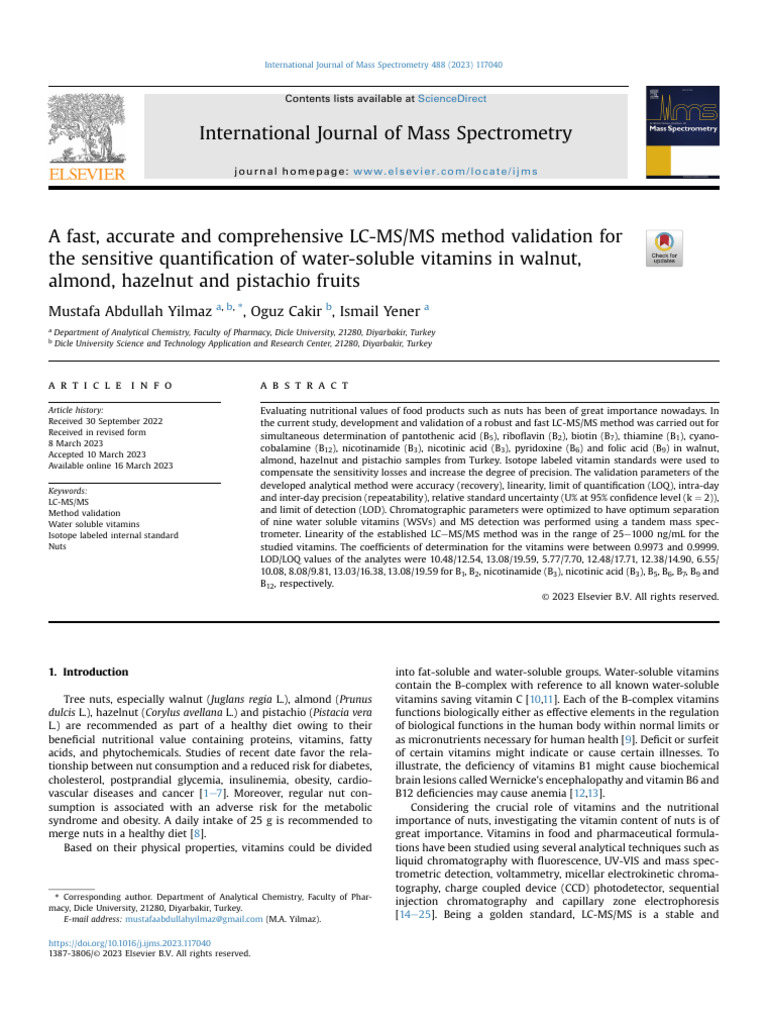 LC-MS/MS Method for Nut Vitamins | PDF | Detection Limit | Vitamin