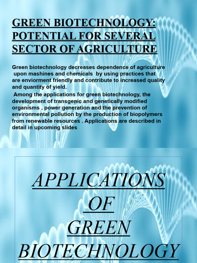 Green Biotechnology in Agriculture Applications | PDF | Genetically ...