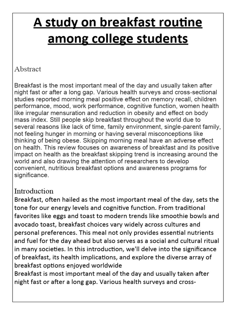 BREAKFAST | PDF | Weight Management | Nutrition