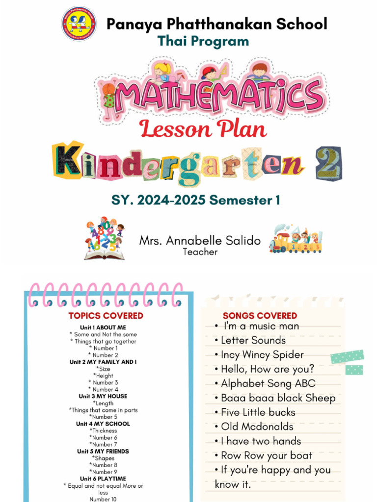 K2 Thai Program Semester 1 Lesson Plan | PDF | Lesson Plan | Teachers