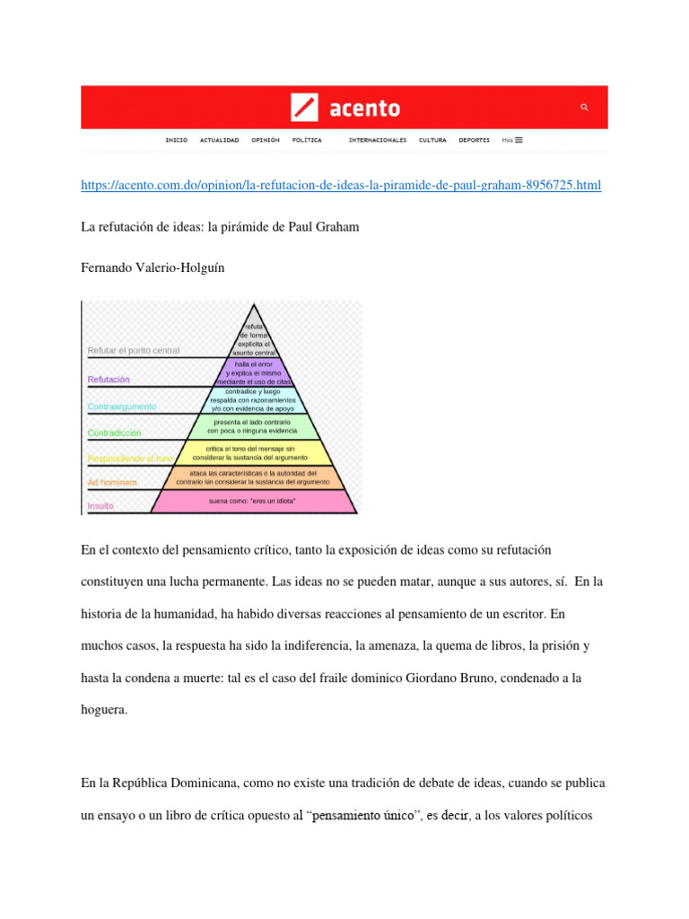 Refutación de Ideas: Pirámide de Graham | PDF | Pensamiento | Falacia