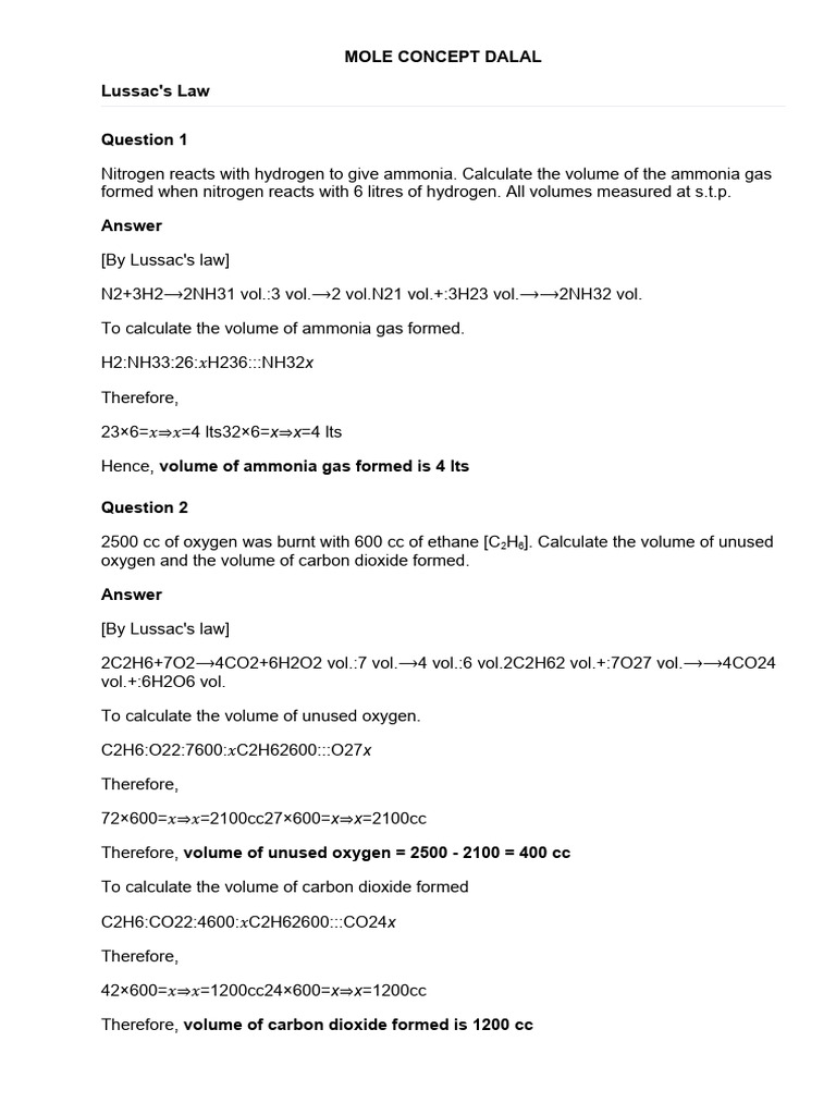 DALAL Mole Concept and Electrolysis | PDF | Anode | Electrolyte