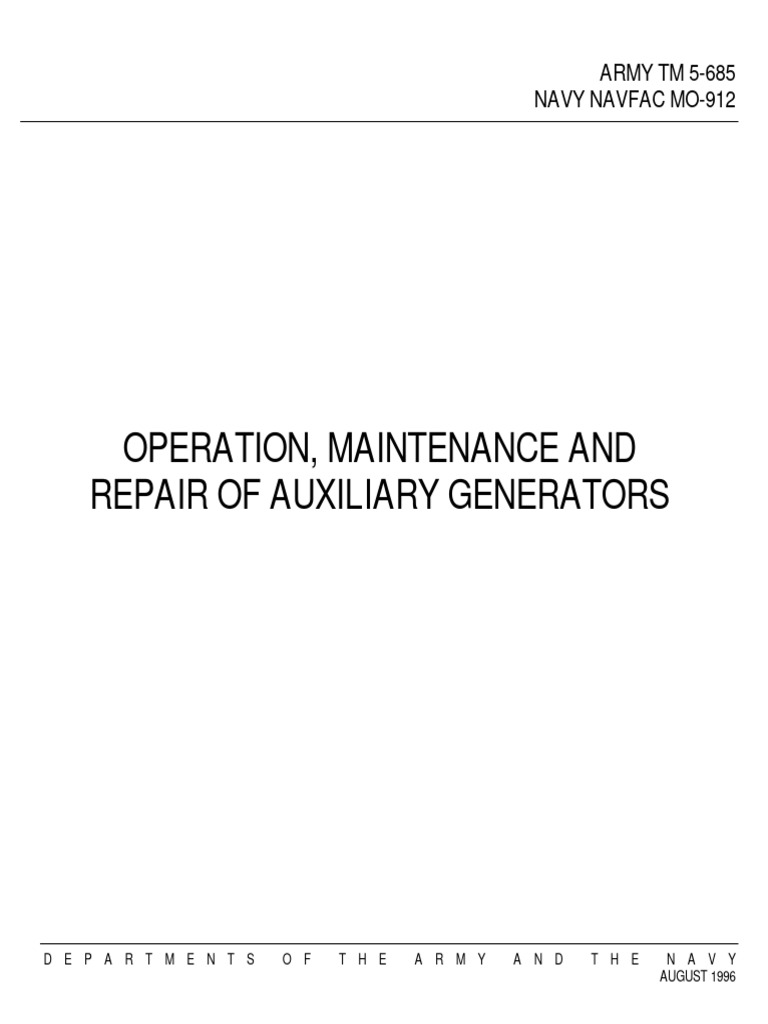 Operation, Maintenance and Repair of Auxiliary Generator - 199 | PDF ...