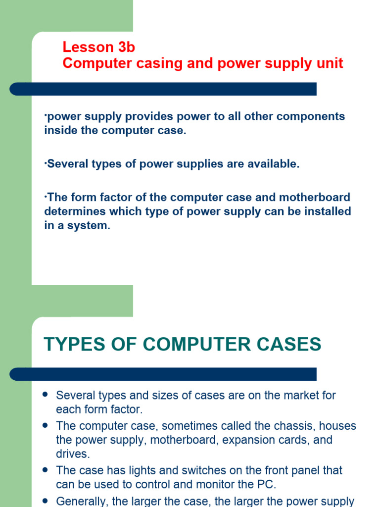Lesson 3b - Compter Case - PSU | PDF | Power Supply | Desktop Computer
