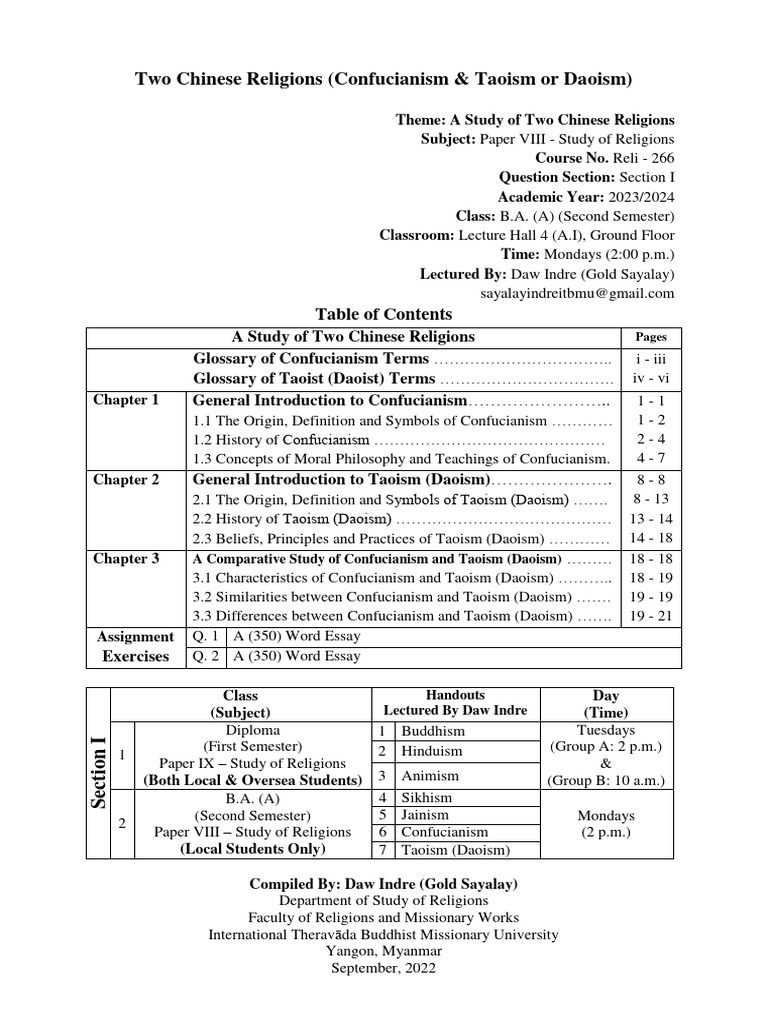 Confucianism (Handout) | PDF | Confucianism | Tao