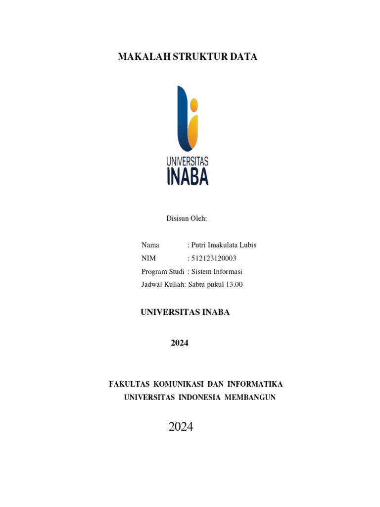 Putri Imakulata Lubis - 512123120003 - Tugas - Struktur Data - Sesi - 6 | PDF | Metode & Bahan ...