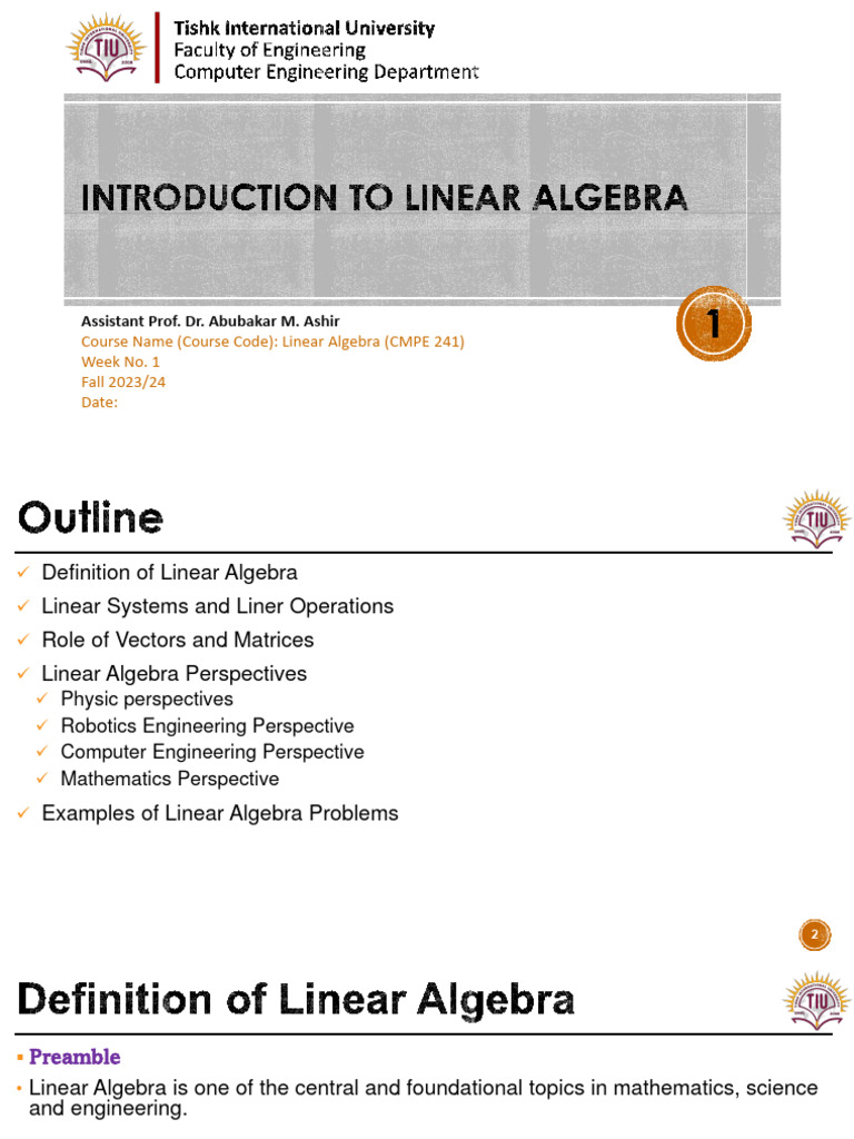 1. Introduction to Linear Algebra | PDF | Algebra | Linear Algebra