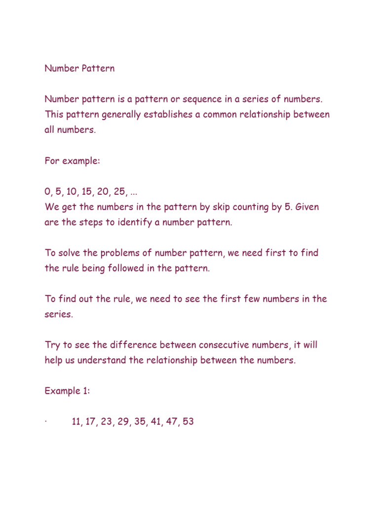Number Pattern Grade 4 | PDF