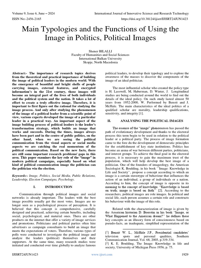 Main Typologies and The Functions of Using The Image in Politics ...