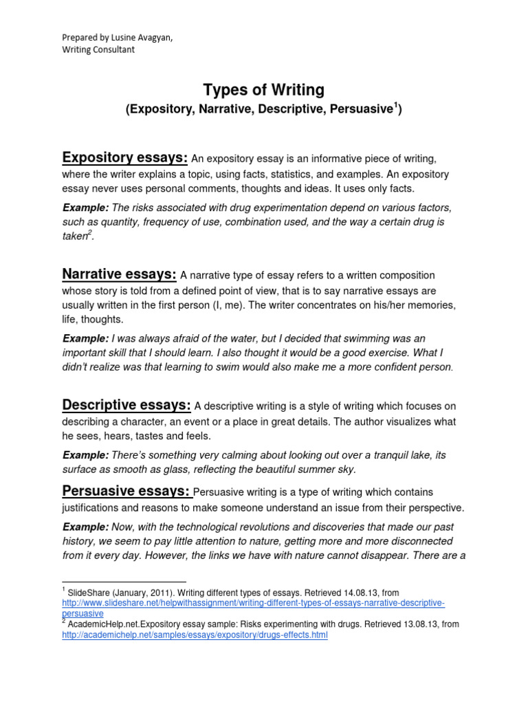 Types of Essays Explained: Guide | PDF | Essays | Narrative