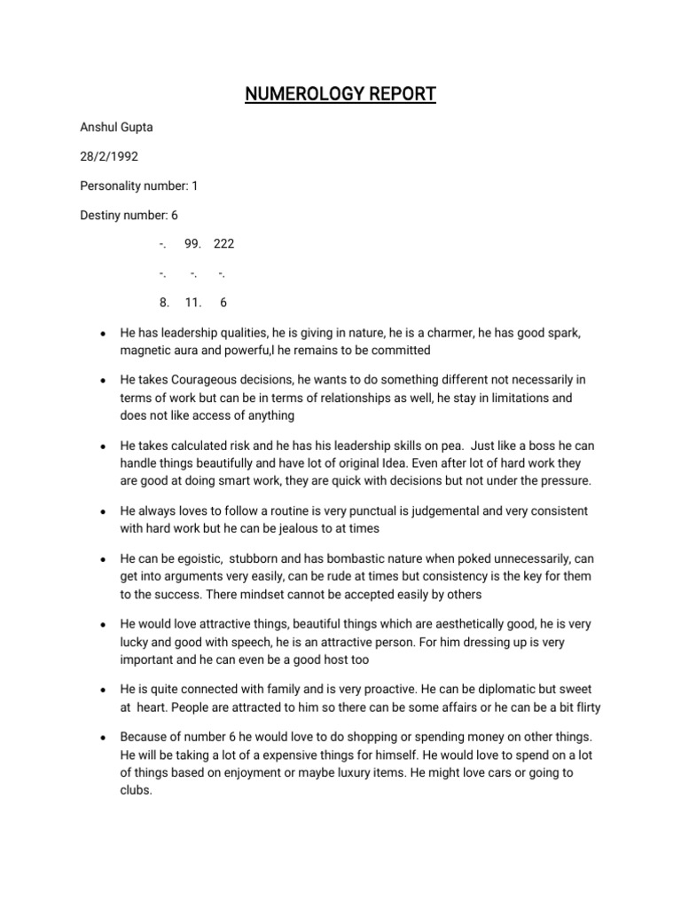 Anshul Numerology Report | PDF