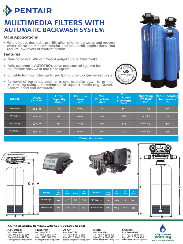 Pentair Multimedia Filters BMD | PDF | Filtration | Environmental ...