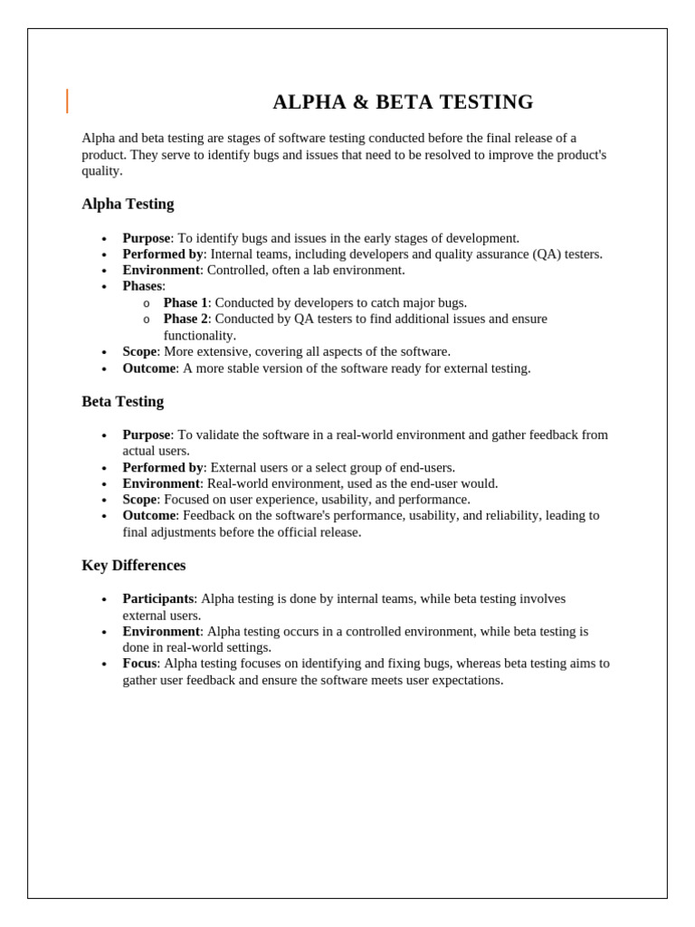 Alpha & Beta Testing - 59331419 | PDF