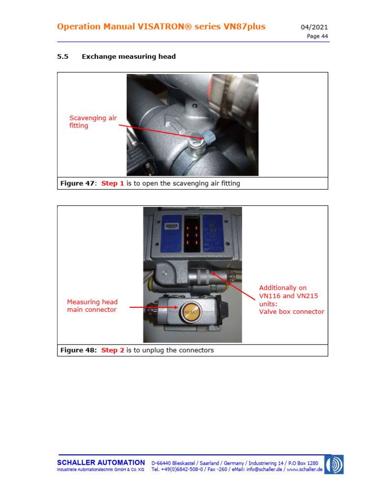 Visatron Measuring Head Replacement Procedure | PDF
