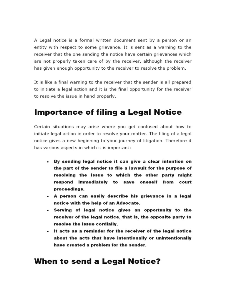 How To Send Legal Notice | PDF | Cheque | Lawyer