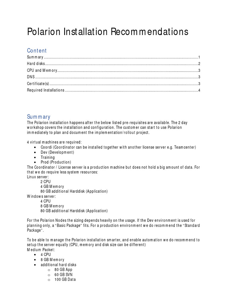 Polarion Installation Recommendations English | PDF | Domain Name System | Hard Disk Drive