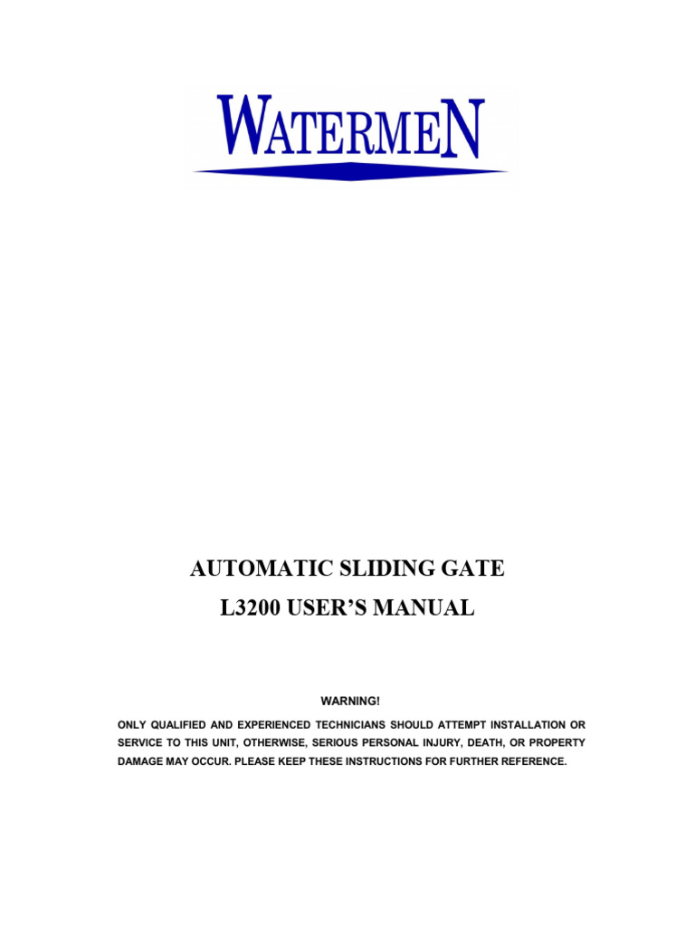 L3200 Automatic Sliding Gate | PDF | Electric Motor | Power Supply