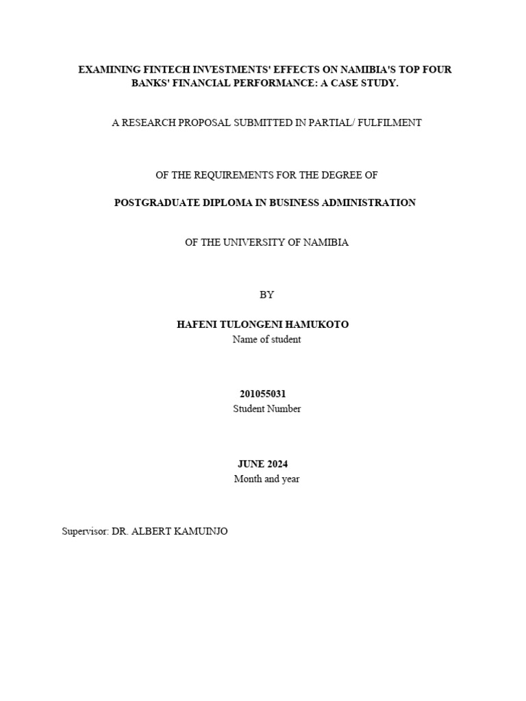 Research Proposal - HT Hamukoto 201055031 | PDF | Quantitative Research ...