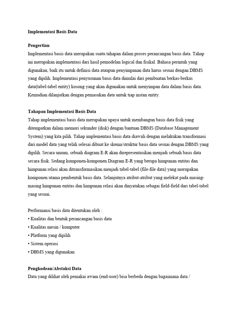 Implementasi Basis Data dan Pengkodean | PDF