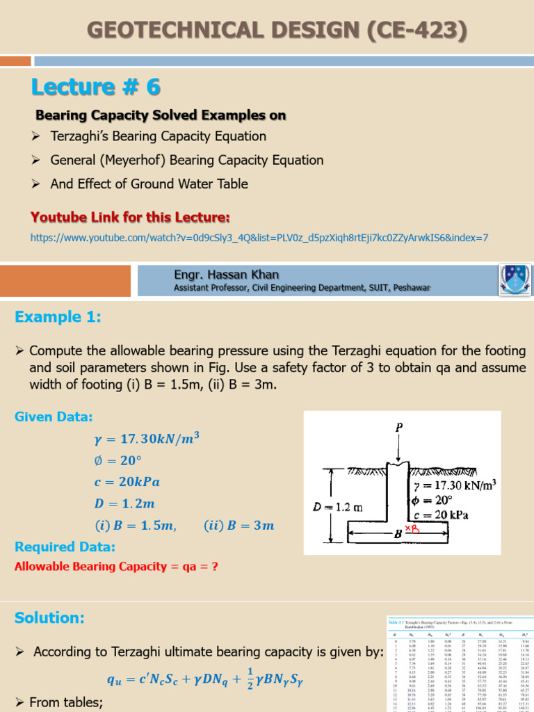 Lec 6, Bearing Capacity Solved Examples | PDF | Applied And ...