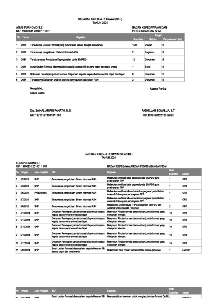 Contoh SKP Tahunan Dan Mei - Juni | PDF