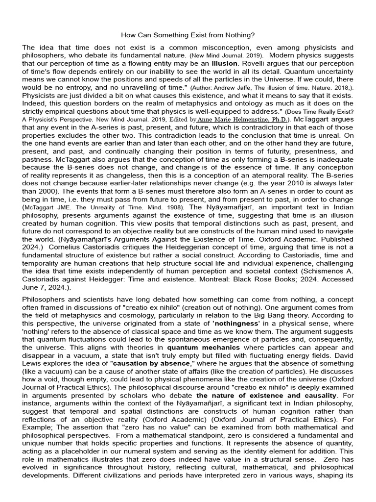 Existence from Nothing: A Philosophical Inquiry | PDF | Existence | Time