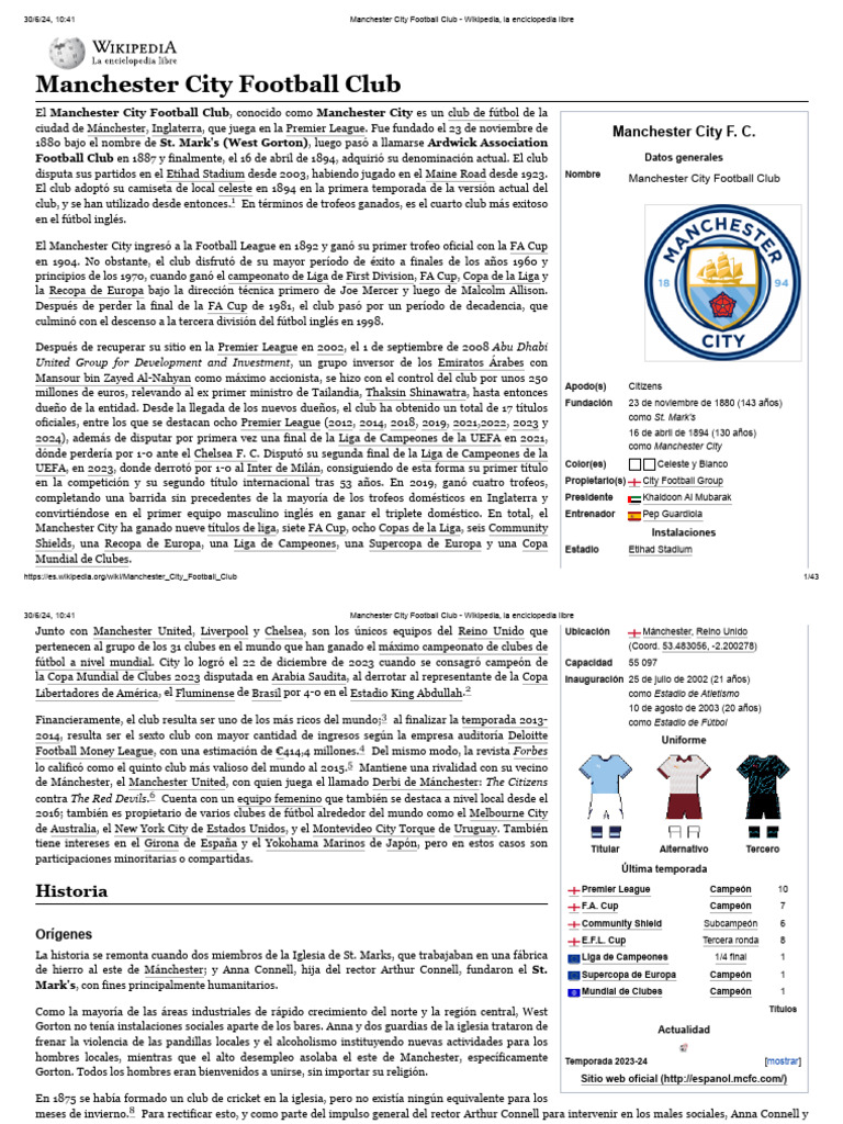 Historia del Manchester City F.C. | PDF | Manchester United FC ...