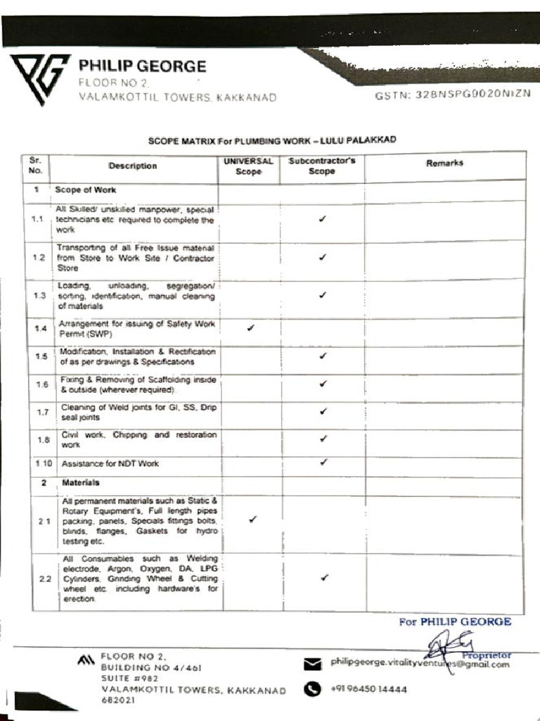 Scope Matrix Philipe George | PDF
