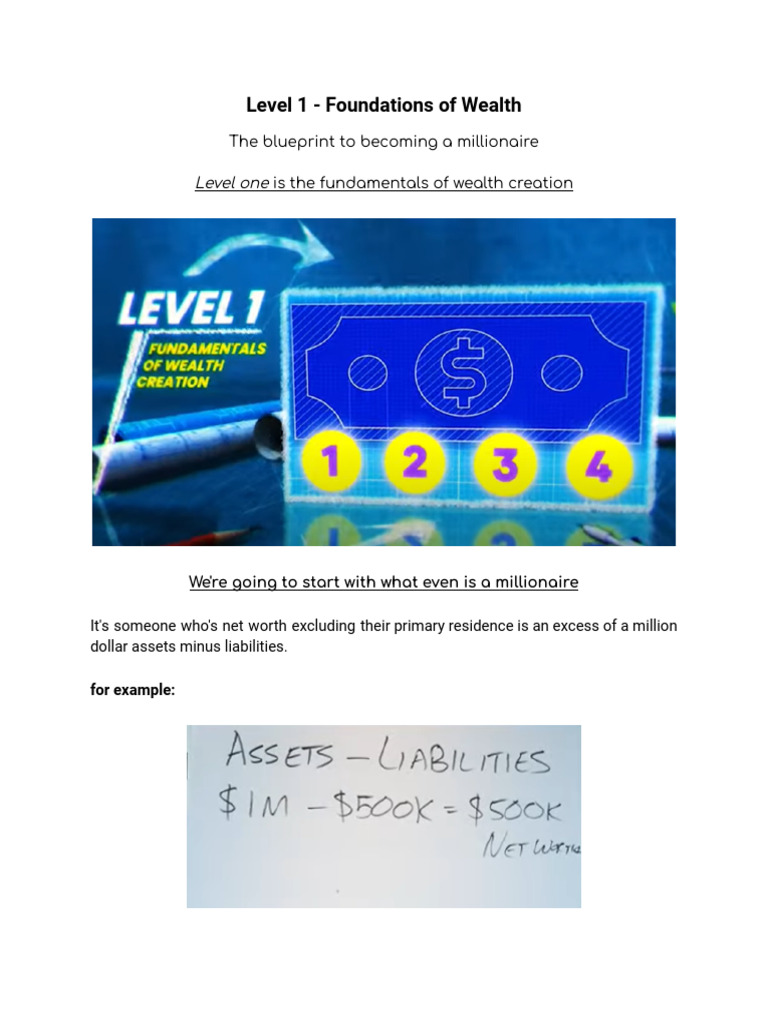Level 1 - Foundations of Wealth | PDF | Net Worth | Wealth
