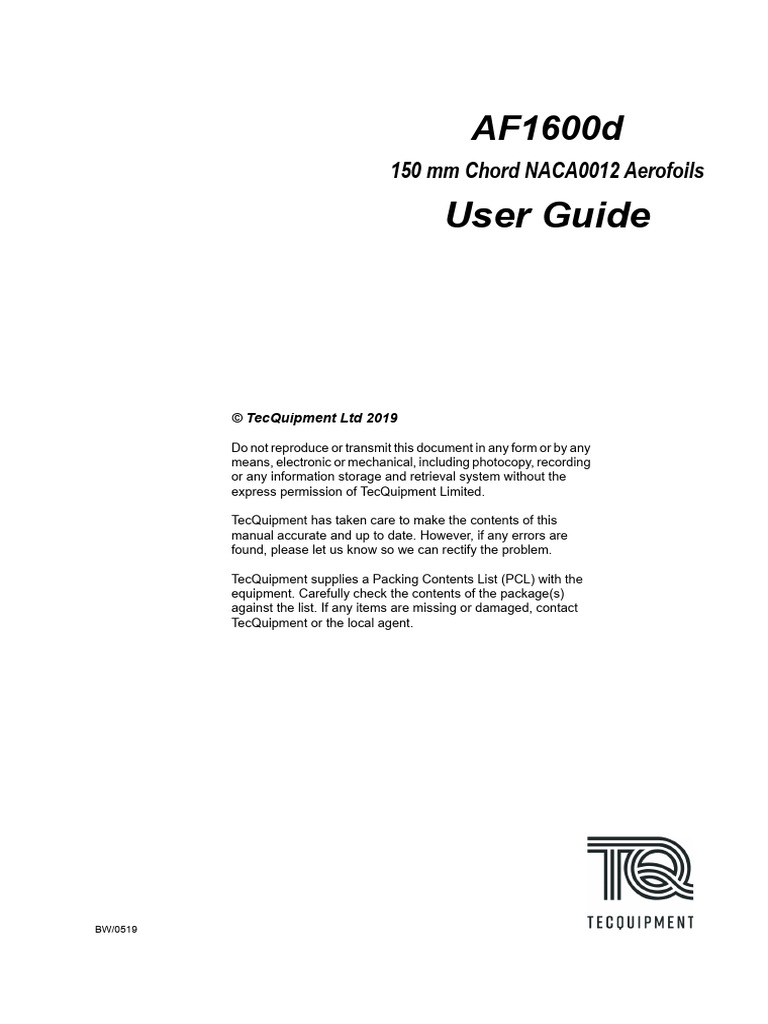 AF1600d User Guide 0519 (NACA 0012) | PDF | Airfoil | Lift (Force)