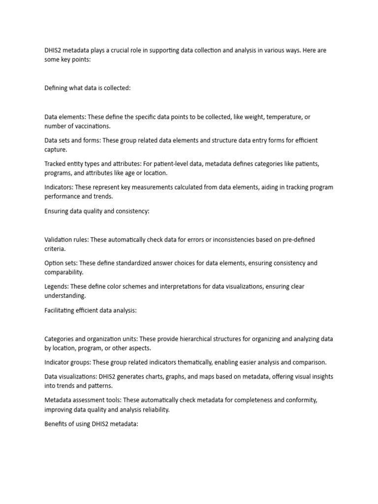 Dhis2 Metadata Description | PDF | Metadata | Data Quality