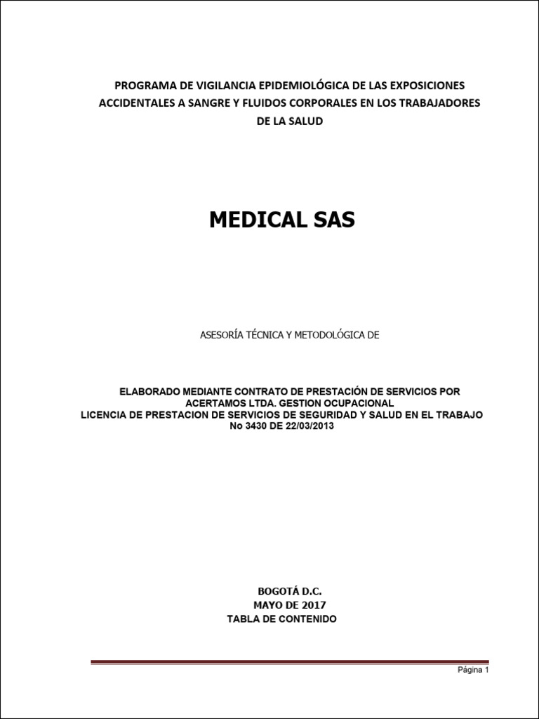 PVE RIESGO BIOLOGICO MEDICAL SAS 2017 | PDF | VIH | Virus