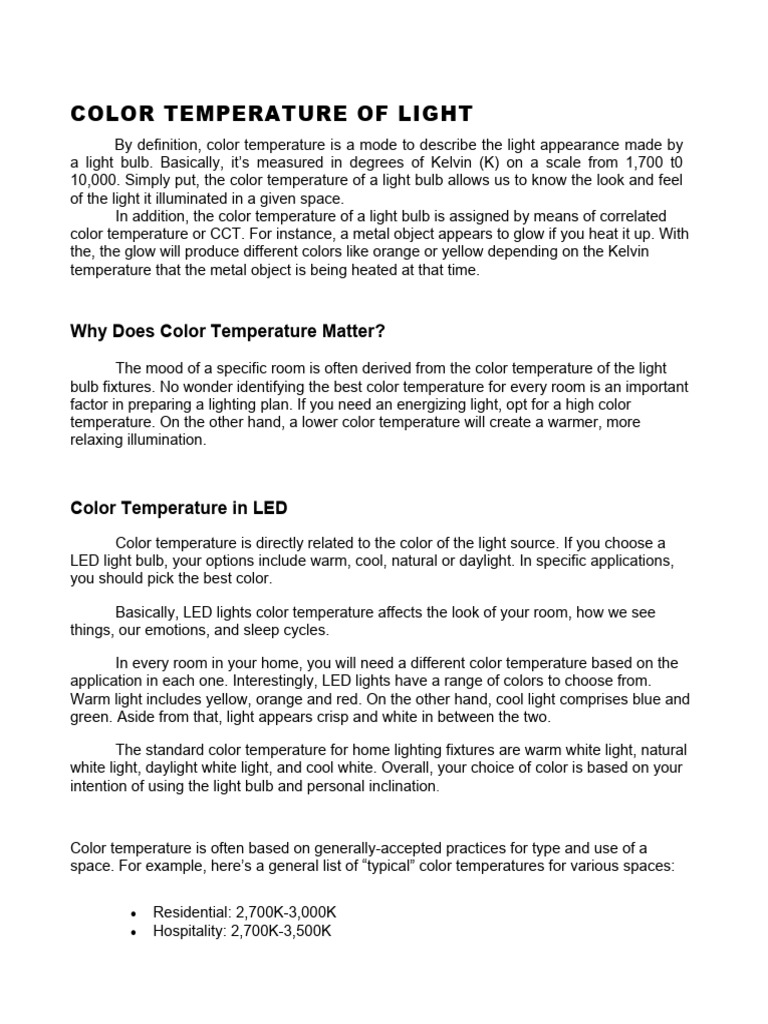 Color Temperature in Architectural Lighting | PDF | Compact Fluorescent ...