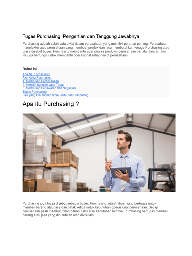 Tugas Purchasing | PDF | Karier & Perkembangan | Bisnis