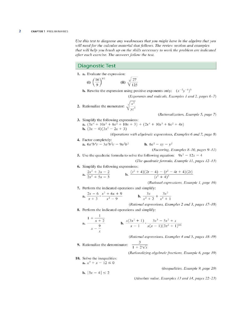 Diagnostic Test 1 | PDF | Mathematics | Algebra