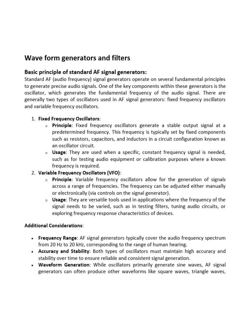 Wave Form Generators and Filters | PDF | Electronic Filter | Electronic ...