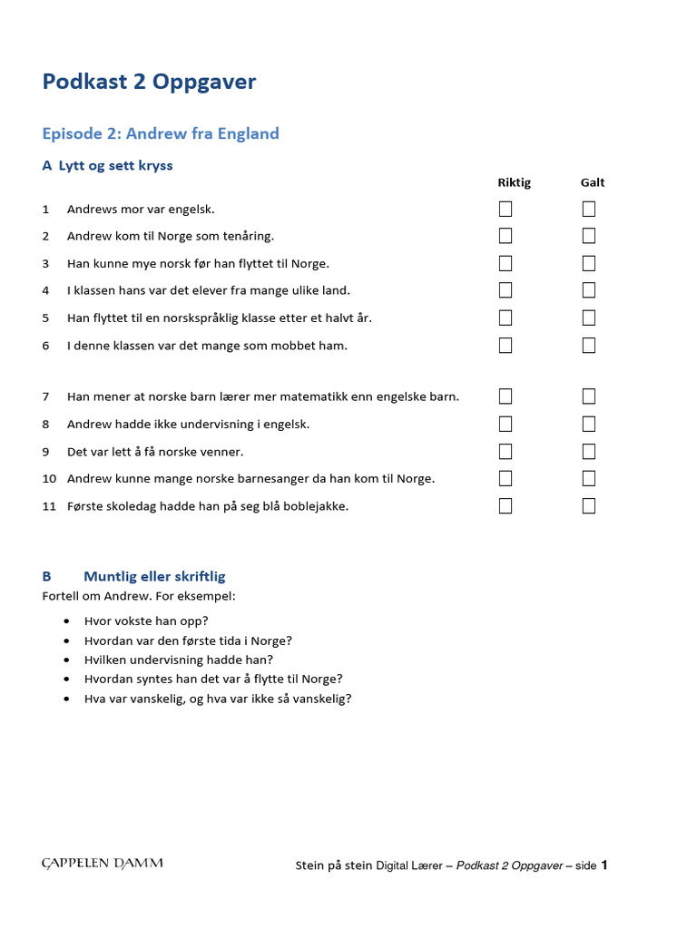 Podkast 2 Oppgaver PDF | PDF