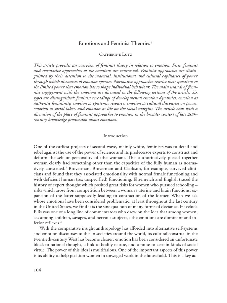 Emotions and Feminist Theories | PDF | Emotions | Feminism