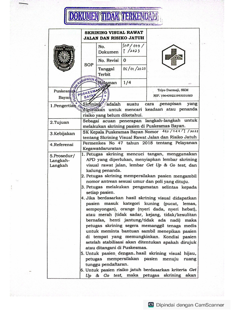 SOP Skrining Visual Rajal Revisi | PDF