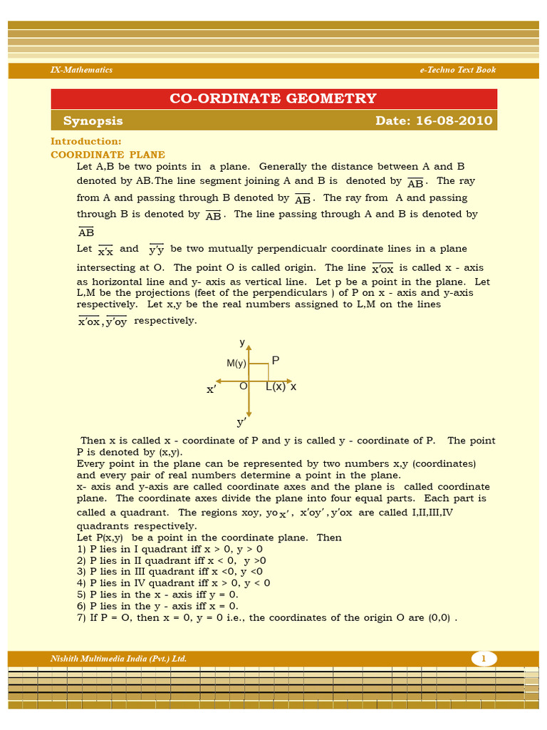 Xi Maths Chapter 10 The Straight Lines I Download Free Pdf Cartesian Coordinate System