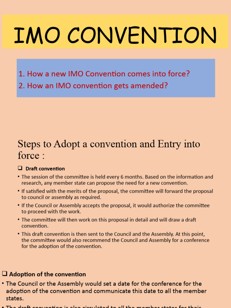 Amending IMO Conventions Explained | PDF | Ratification | Justice