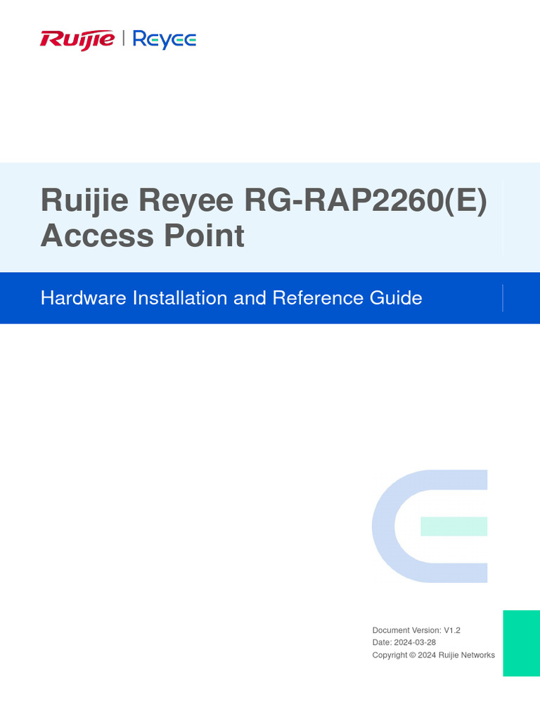 Guia de Instalacion RG-RAP2260 (E) | PDF | Ieee 802.11 | Wireless Access Point