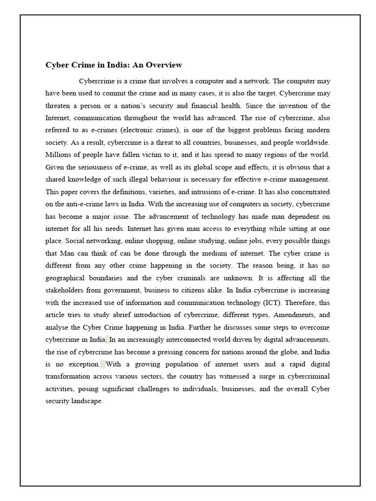Cyber Crime in India | PDF | Cybercrime | Computer Security