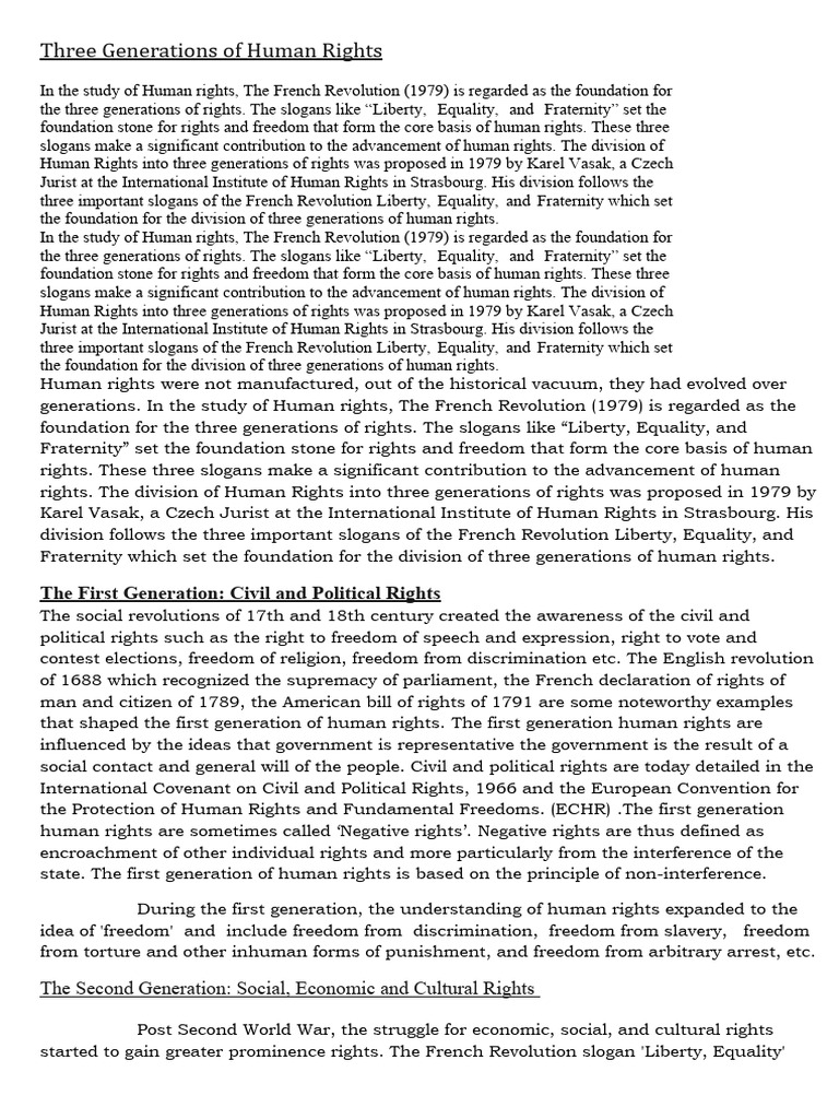 Three Generations of Human Rights | PDF | Liberty | Human Rights