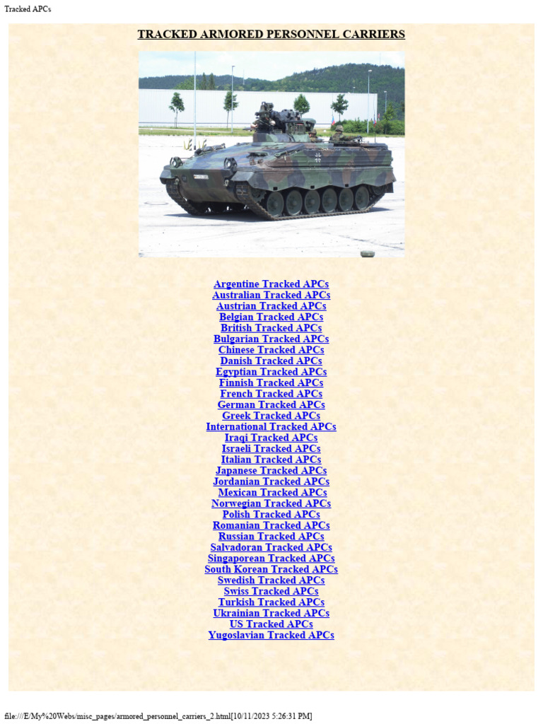 Tracked Apcs | PDF | Armoured Fighting Vehicles | Military Technology