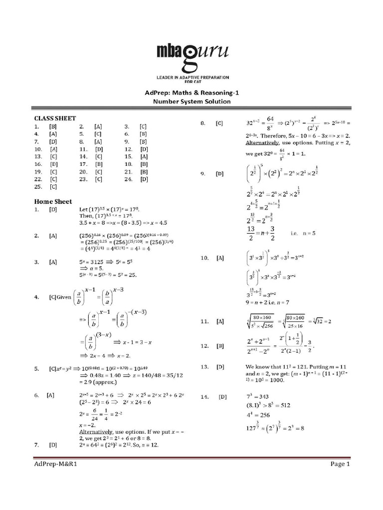 AMQ 01 - Adaptive Module Number System Solutions | PDF