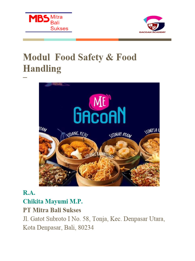Modul Food Safety & Food Handling | PDF